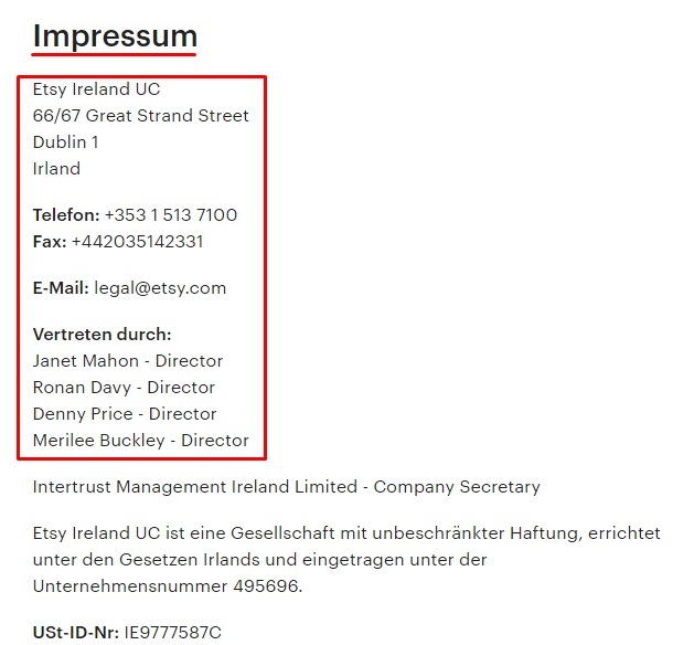 Sample Impressum Template - TermsFeed