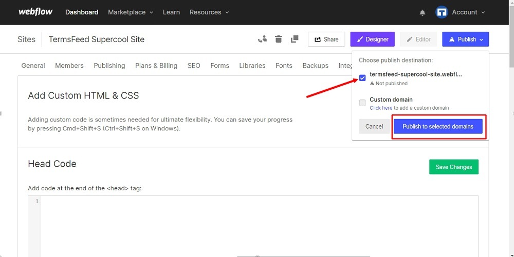 How to Add Free Cookie Consent on a Webflow Website - TermsFeed