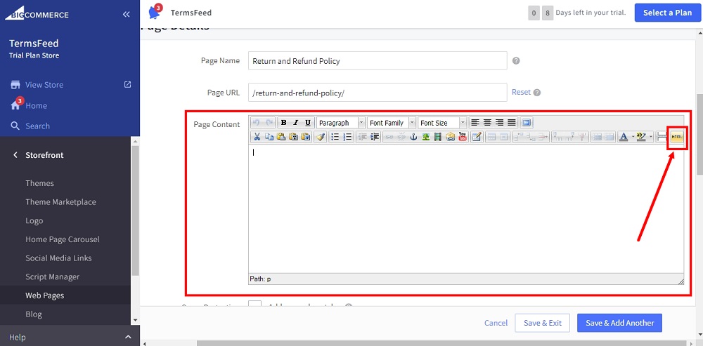 How to Add a Return and Refund Policy on BigCommerce - TermsFeed