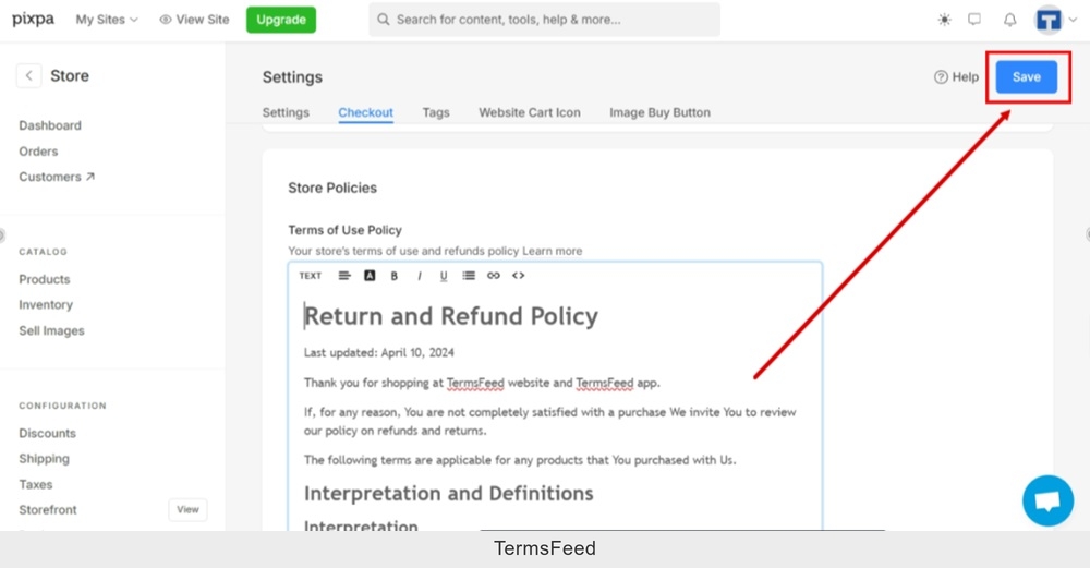 Video: How to Add a Return and Refund Policy on Pixpa Checkout - TermsFeed