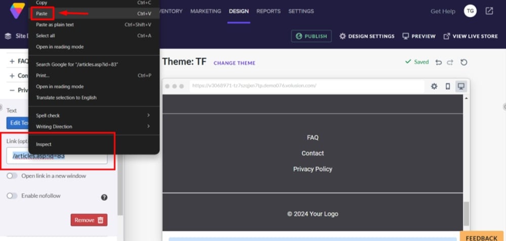 Video: How to Link to Privacy Policy URL on Volusion - TermsFeed