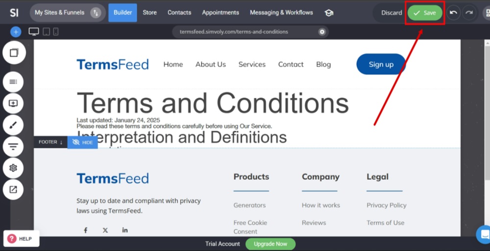 Video: How to Add a Terms and Conditions Page on Simvoly - TermsFeed