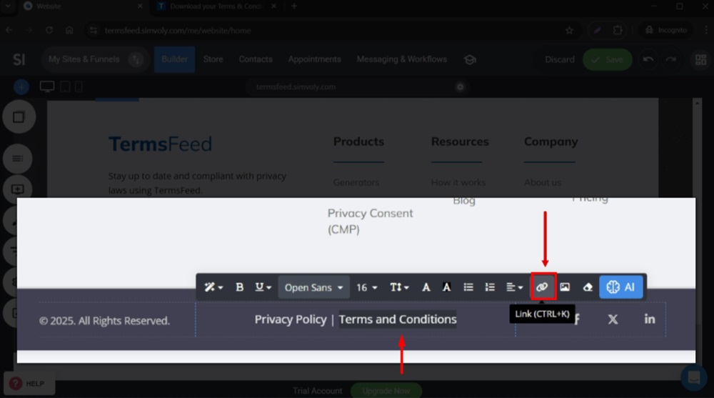 Video: How to Link to Terms and Conditions URL on Simvoly - TermsFeed