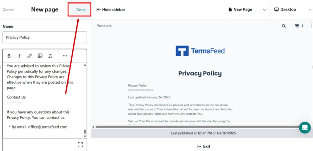 Video: How to Add a Privacy Policy Page on Big Cartel - TermsFeed