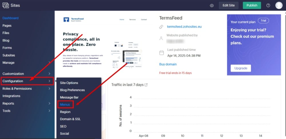 Video: How to Link to Privacy Policy URL on Zoho Sites - TermsFeed